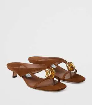 JIMMY CHOO Emeristone 35 Suede Heeled Mules - Beige