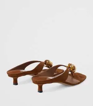 JIMMY CHOO Emeristone 35 Suede Heeled Mules - Beige