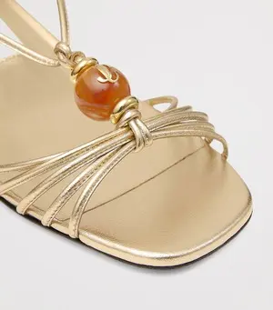 JIMMY CHOO Lova 50 Metallic Leather Sandals - Gold