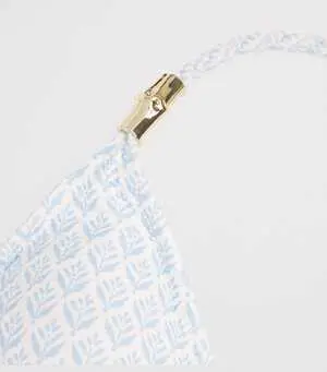 Heidi Klein Triangle Bikini Top With Folate Motif And Gold-tone Hardware - Blue