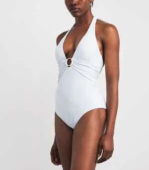 Heidi Klein Halterneck Elba Swimsuit With Foliate Motif