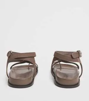 A.emery Jalen Slim Leather Sandals - Beige