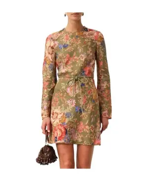 Zimmermann Floral Printed Long Sleeve Mini Dress