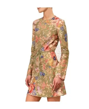 Zimmermann Floral Printed Long Sleeve Mini Dress