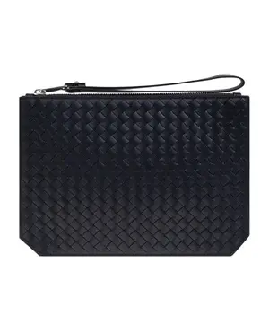 Bottega Veneta Woven Leather Zippered Clutch