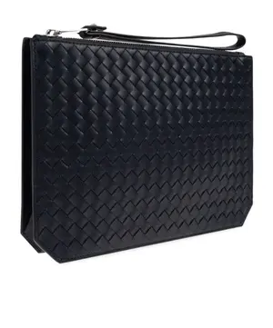 Bottega Veneta Woven Leather Zippered Clutch