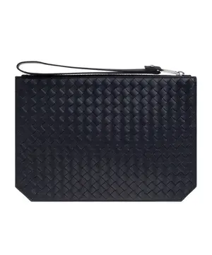 Bottega Veneta Woven Leather Zippered Clutch