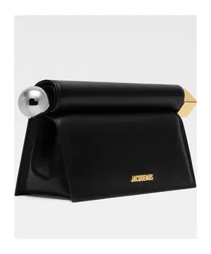 Jacquemus La Pochette Rond Carré Logo Plaque Clutch Bag - Black
