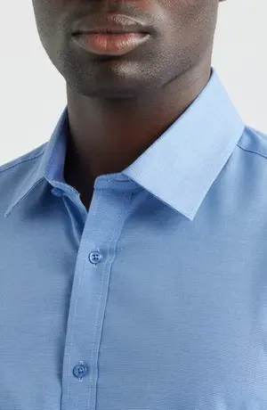 DANIEL HECHTER Paris Modern Fit Micropattern Cotton Dress Shirt - Blue