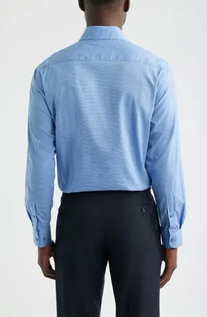DANIEL HECHTER Paris Modern Fit Micropattern Cotton Dress Shirt - Blue