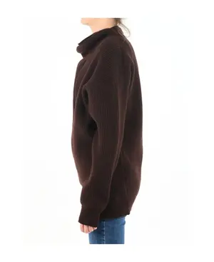 THE ROW High-neck Ribbed Wool Pullover