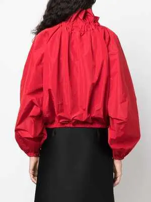 PATOU Pussy-bow Blouse With Bubble Sleeves And Ruffle Detail