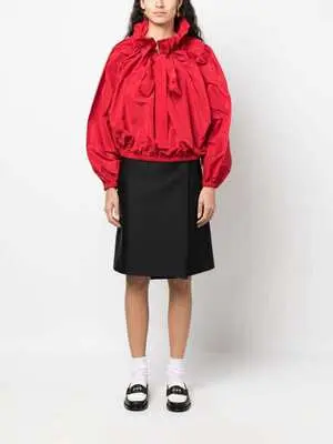 PATOU Pussy-bow Blouse With Bubble Sleeves And Ruffle Detail