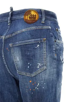 Dsquared2 Distressed Tapered Jeans With Paint Stains
