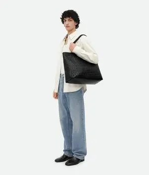 Bottega Veneta Large Intrecciato Zipped Tote - Black