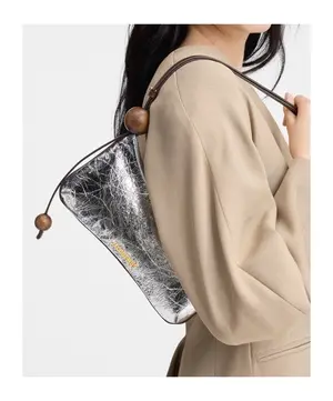 Jacquemus Le Bisou Perle Beaded Shoulder Bag - Silver