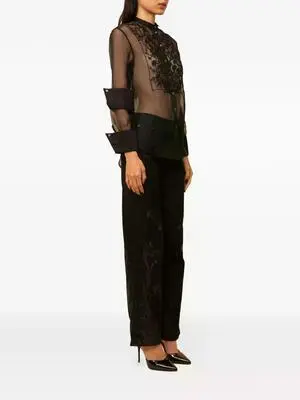 CONTESSA MILLS Winifred Bead-embroidered Silk Organza Shirt