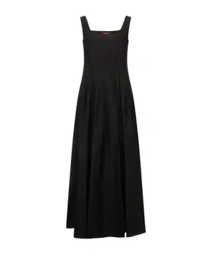 Max Mara Square-neck Pleated Midi Dress - Black