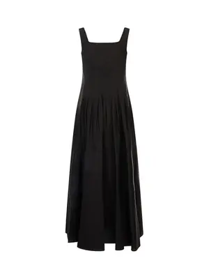 Max Mara Square-neck Pleated Midi Dress - Black