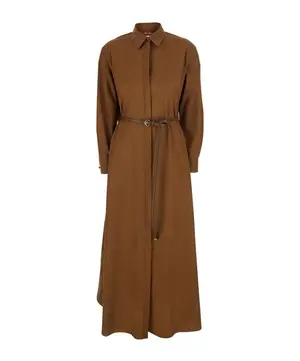 Max Mara Belted Tiered Shirt Midi Dress
