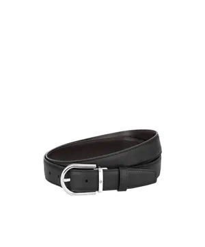 Montblanc Montblanc Leather Belt With Palladium-Plated Buckle Black/brown