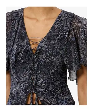 Isabel Marant Étoile Thanais Printed Deep V-neck Blouse - Midnight Blue