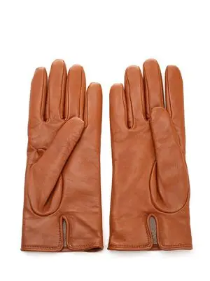 Chloé Iconic Leather Gloves With Gold Logo