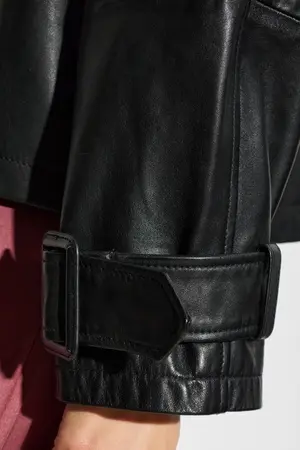 ALLSAINTS Long Sleeve Leather Double Breasted Jacket - Black