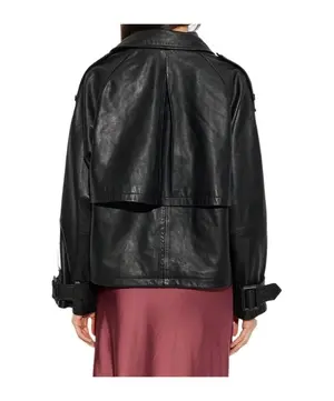 ALLSAINTS Long Sleeve Leather Double Breasted Jacket