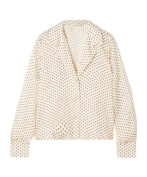 DÔEN DOEN Polka Dot Silk-Blend Twill Blouse