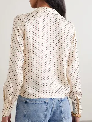 DÔEN Polka Dot Silk-blend Twill Blouse