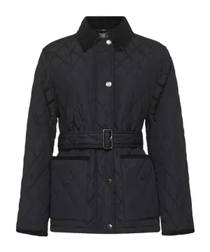 Burberry Quilted Belted Jacket With Zip And Snap Fastening