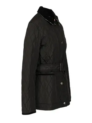 Burberry Quilted Belted Jacket With Zip And Snap Fastening