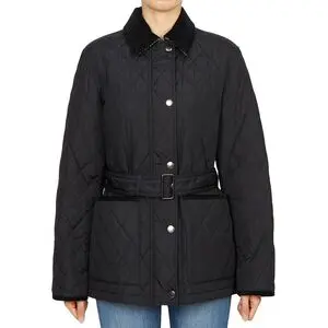 Burberry Quilted Belted Jacket With Zip And Snap Fastening