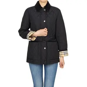 Burberry Quilted Belted Jacket With Zip And Snap Fastening