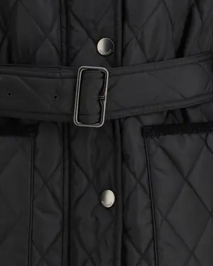Burberry Quilted Belted Jacket With Zip And Snap Fastening