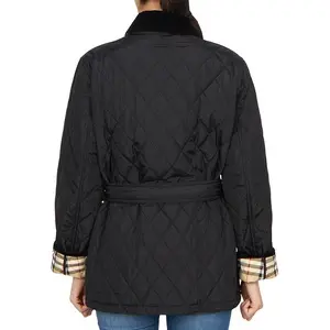 Burberry Quilted Belted Jacket With Zip And Snap Fastening