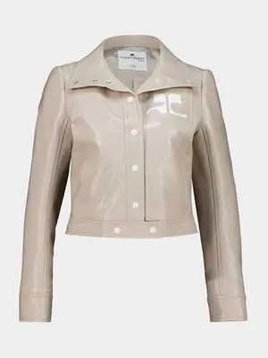 COURREGES Mastic Grey Reedition Vinyl Jacket - Beige