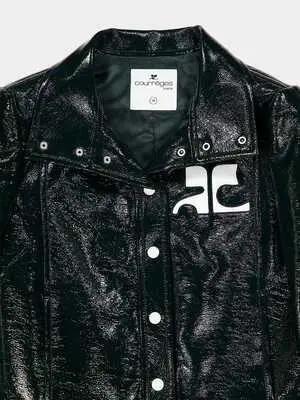 COURREGES Dark Reedition Vinyl Cropped Jacket - Green