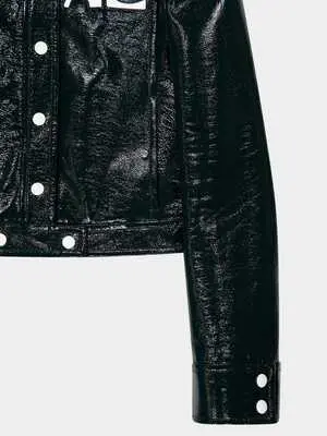 COURREGES Dark Reedition Vinyl Cropped Jacket - Green