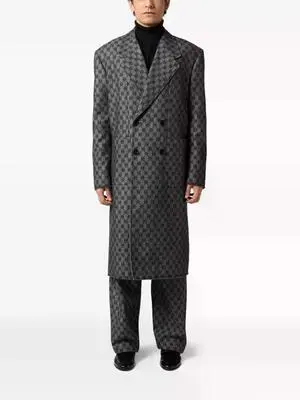 Philipp Plein Monogram Jacquard Double-breasted Coat