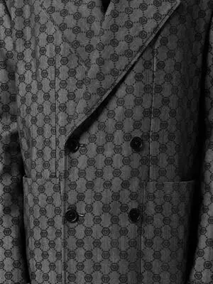 Philipp Plein Monogram Jacquard Double-breasted Coat