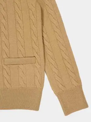 AMI Paris Camel Cable Stitch V-neck Cardigan