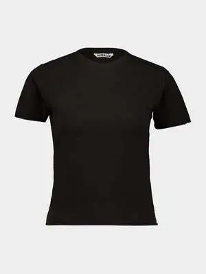 Auralee Brushed Organic Cotton T-shirt - Black