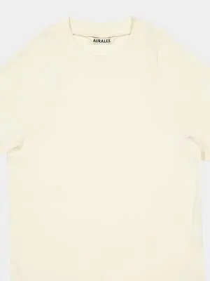 Auralee Ivory Organic Cotton Fine Rib T-shirt - Cream