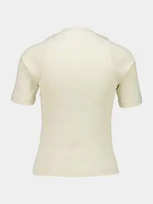 Auralee Ivory Organic Cotton Fine Rib T-shirt - Cream