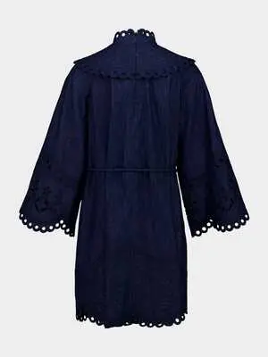 Zimmermann Mahon Broderie Denim Mini Dress - Blue