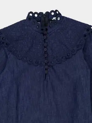 Zimmermann Mahon Broderie Denim Mini Dress - Blue