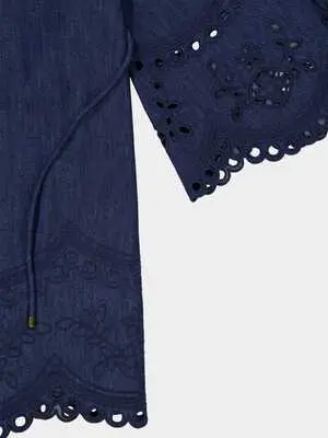 Zimmermann Mahon Broderie Denim Mini Dress - Blue