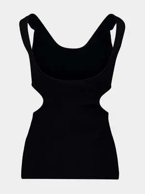 Auralee Double Faced Silk Cotton Tank With Cut-out Detail